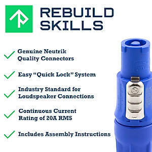 Neutrik NAC3FCA PowerCon Lockable Cable Connector for Professional Audio Equipment. Perfect for DJs, Musicians, High Power Amplifiers - 4 Pack