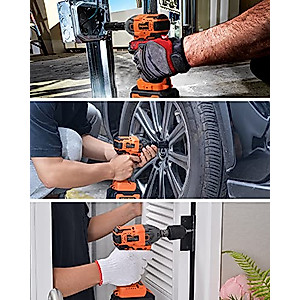 Heywork Power Cordless Impact Wrench,1/2" Impact Gun Max Torque 260Ft-lbs (350N.m) 3700RPM,21V Electric Impact Drill Driver Kit For Car/Home 2*4.0A Li-ion Battery and Fast Charger,6Pcs Sockets