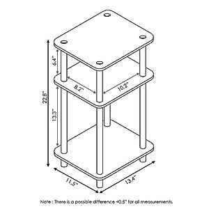 Furinno Just 3-Tier Turn-N-Tube End Table / Side Table / Night Stand / Bedside Table with Plastic Poles, 1-Pack, Americano/Black