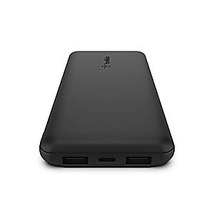Belkin USB-C Portable Charger Power Bank, 10,000 mAh with 1 USB-C Port and 2 USB-A Ports for up to 15W Charging for iPhone 14 Pro, 14 Pro Max, AirPods, iPad, Galaxy S23, S23+, Ultra - Black