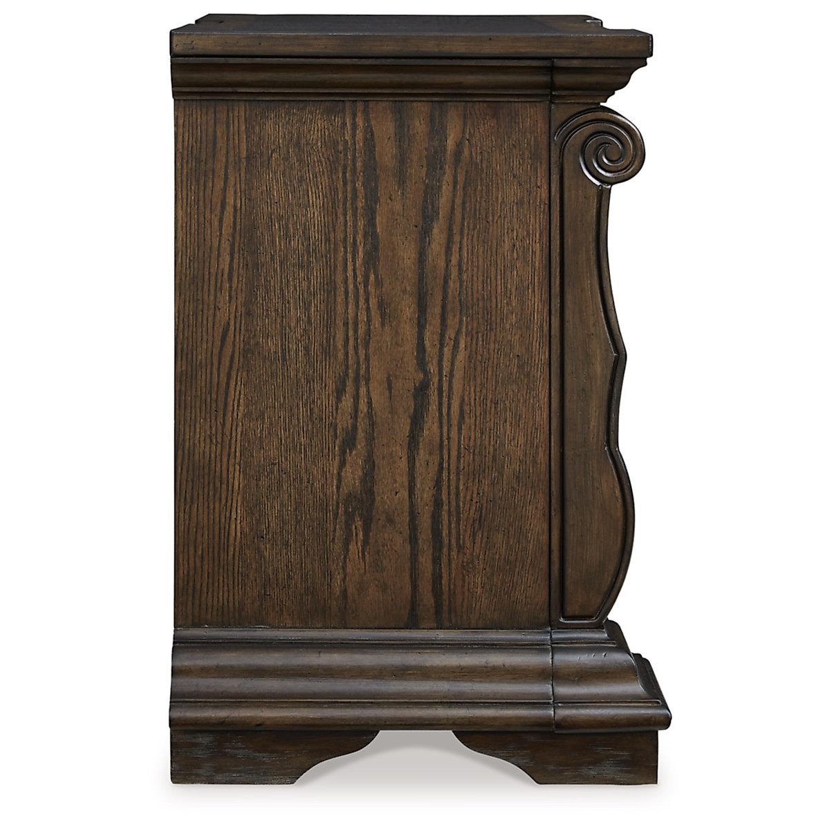 Signature Design by Ashley Maylee Classic 2 Drawer Nightstand with Pull-Out Tray, Power Supply and USB Ports, 29.5" Tall, Dark Brown