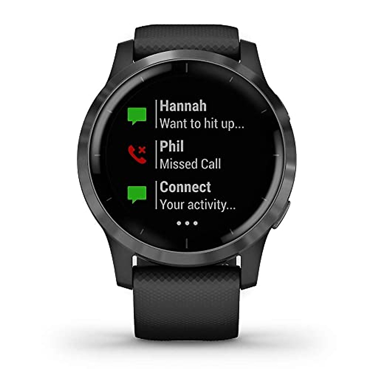 Garmin vivoactive 4 GPS Smart Watch in Slate Stainless Steel Bezel with Black Case and Silicone Band (Renewed)