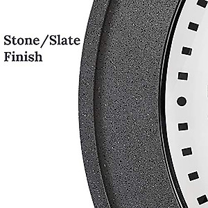 Presentime & Co. 20" Bradford in/Outdoor Farmhouse Clock with Weather Thermometer & Hygrometer, Weather Station, Farmhouse Wall Art and Timepiece for Farmhouse Decoration, Faux Gray Stone Finish