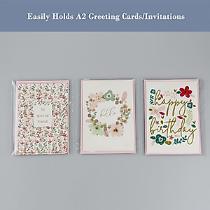 Miraclekoo 200Pcs 4-5/8 x 5-3/4 Inch Resealable Cello Cellophane Bags,Thick Greeting Card Clear Plastic Sleeves - Fit A2 Card Envelope Photos Cookie Candy