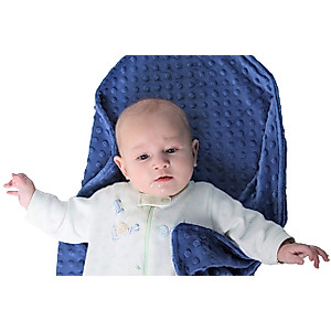 Reversible Unisex Children's Soft Baby Blanket Minky Dot (Navy/Navy)