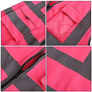 VICRR High Visibility Safety Vest with Reflective Strips, 9 Pockets Zipper Front, Construction Work Vest (Pink, s)