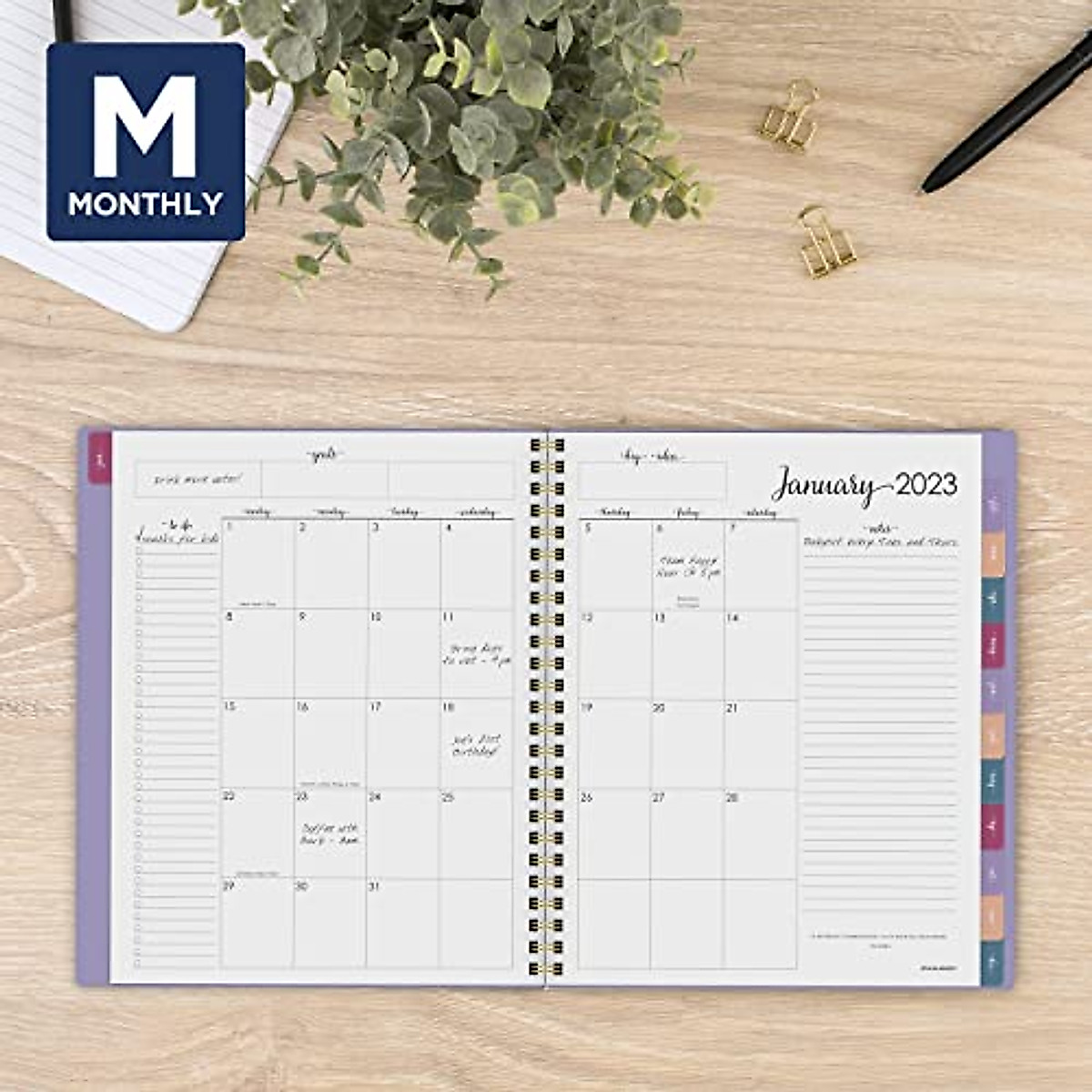 AT-A-GLANCE 2023 Weekly & Monthly Planner, Harmony, 7" x 8-3/4", Medium, Pocket, Stickers, Monthly Tabs, Lilac (1099-805-19)