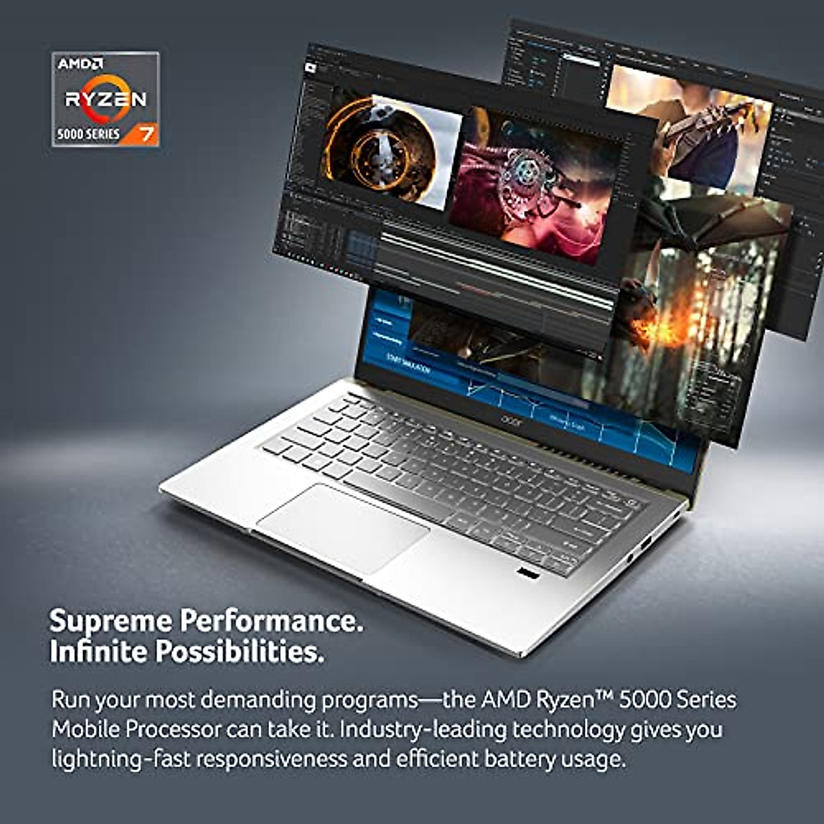 Acer Swift X SFX14-41G-R1S6 Laptop | 14" Full HD 100% sRGB | AMD Ryzen 7 5800U | NVIDIA RTX 3050Ti Laptop GPU | 16GB LPDDR4X | 512GB SSD