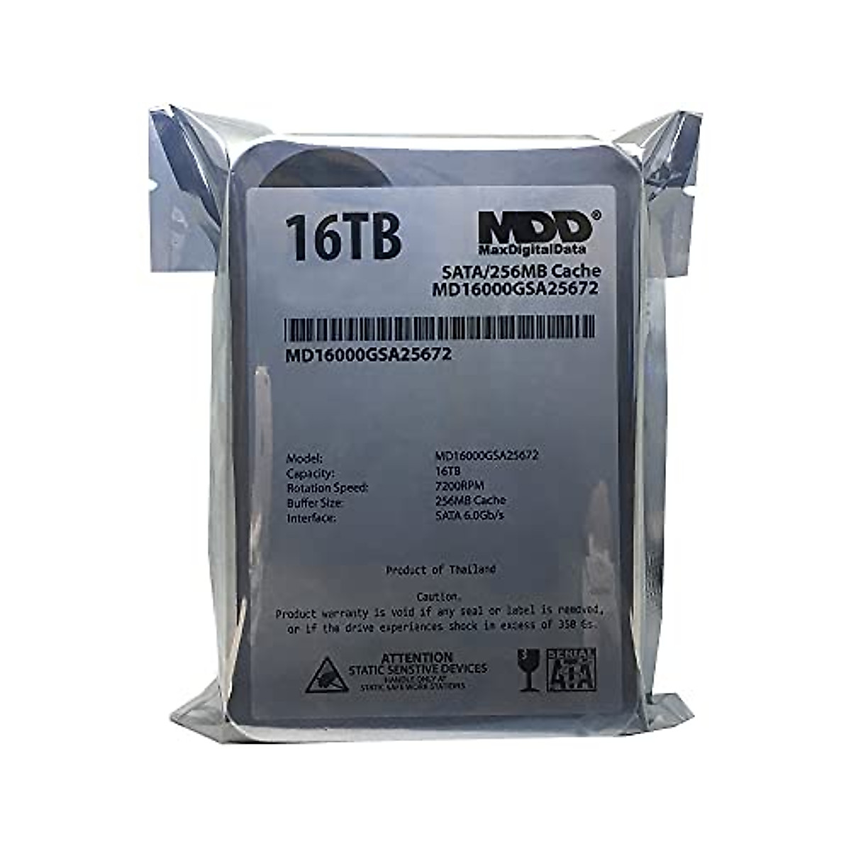 MaxDigitalData (MD16000GSA25672) 16TB 7200RPM SATA 6Gb/s 256MB Cache 3.5inch Internal Desktop Hard Drive - 3 Years Warranty