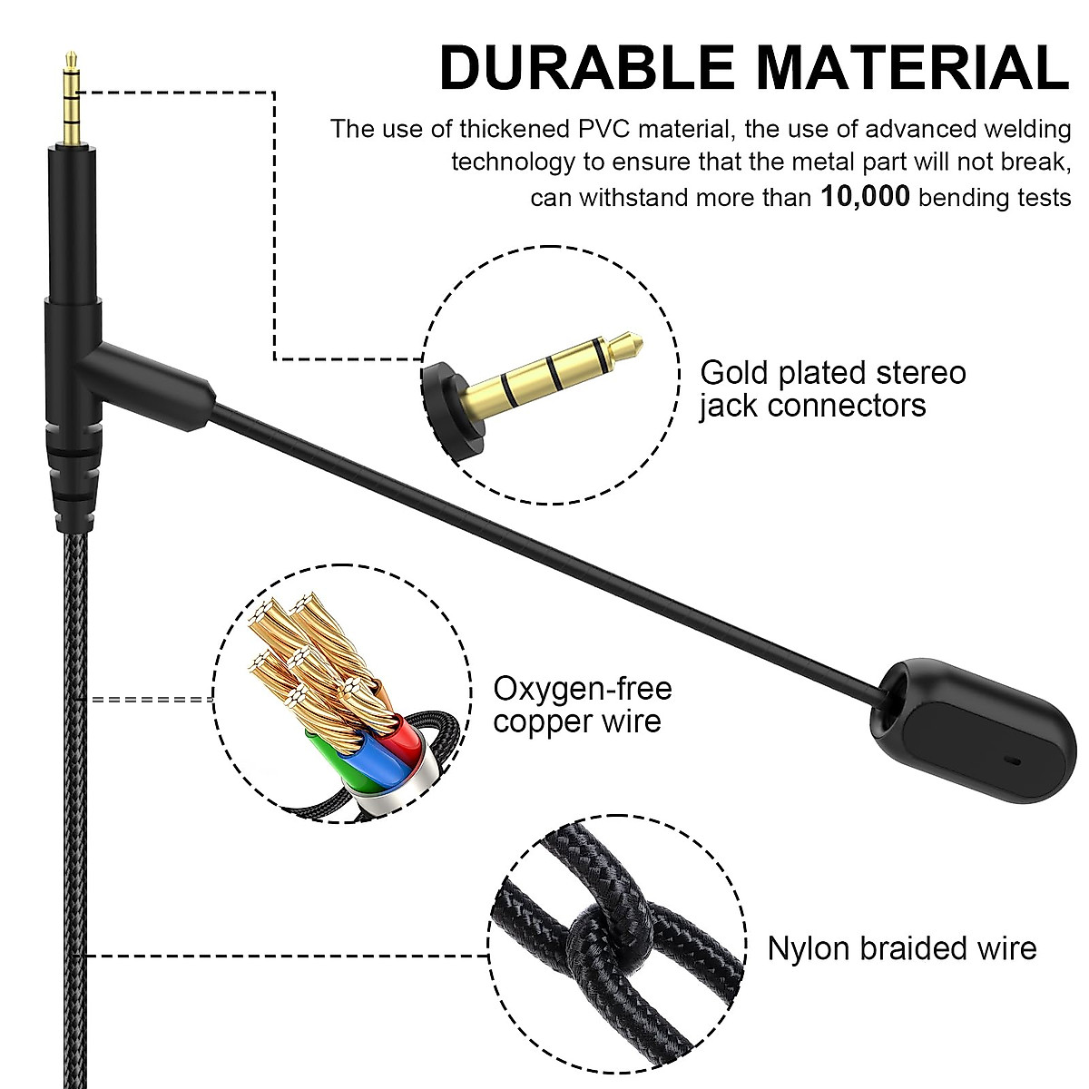 QC35 Boom Microphone with Mute and Volume Control Compatible with Bose QC25, QC35 II, QC35, QC45, NC700 Gaming Headphones, 6ft