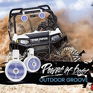Pyle 6.5” 2-Way Marine Wakeboard Tower Speakers w/LED Lights, Full Range Waterproof Outdoor Speakers for Off-Road ATV, UTV, Jeep or Boat (White)
