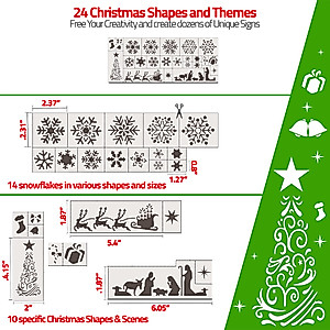 Christmas Stencils for Painting on Wood Reusable, 36 pcs, Large Christmas Stencils Kit: Believe, Let it Snow, Joy, Merry Christmas, plus 14 Snowflakes in more sizes & 10 Shapes for Unique Winter Signs