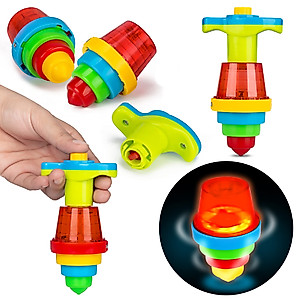 IPIDIPI TOYS Light Up Spinning Tops - Light Up Spinner Toy for Kids - Christmas Party Favors, Stocking Stuffers, Classroom Prizes, Birthday Party Toys, for Boys and Girls, Red, Pack of 12