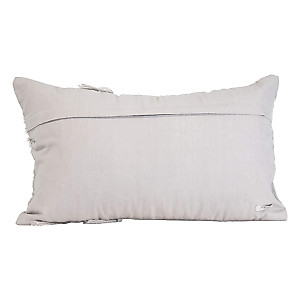 Foreside Home & Garden Gray Handwoven 14x22 Decorative Cotton Throw Pillow with Hand Braided Tassels