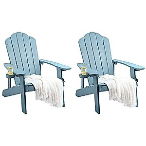 YITAHOME Adirondack Chair, Heavy Duty Plastic Outdoor Chairs with Rotatable Cup Holder, Weather Resistant Fire Pit Chairs for Garden Lawn Yard Patio Deck Backyard Pool Porch Beach (2)