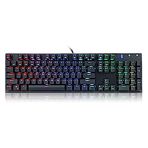 Teerwere Gaming Keyboard 104 Key USB Wired RGB Backlit Mechanical Gaming Keyboard Outemu Blue Switch ABS Keycaps Mechanical Gaming Keyboard (Color : Black, Size : One Size)