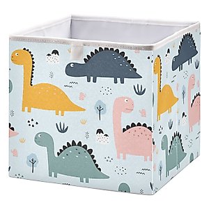 Yasala Storage Cube with Handle Cartoon Dinosaur Foldable Closet Baskets Toy Storage Bins Shelf Baskets Containers Open Laundry Baskets Nursery Baskets