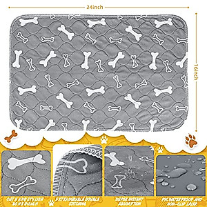 6pack Washable Pee Pads for Dogs 24 x 16 Inch Reusable Puppy Pads, High Urine Absorption Waterproof Puppy Pad Reusable Potty Pads for Dogs Whelping Potty Training