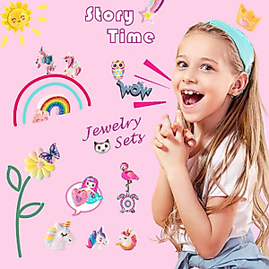 Little Girls Jewelry Sets, Kids Jewelry for Toddler Girl Costume Jewelry Ages 4-6 6-8, Play Rings Unicorn Necklaces Bracelets for Toddlers, Childrens Gift Set Age 3-5 5-7 4 5 6 7 8 Year Old Girl Toys