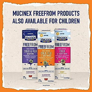 Mucinex FreeFrom Cold & Flu Daytime, Multi-Symptom Relief, Cherry, 6 Fl Oz