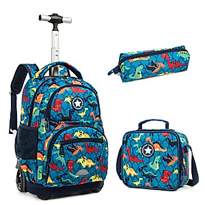 MOHCO Rolling Backpack 16 inch Kids Wheeled School Backpack Set for Boys and Girls