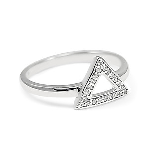 The Collegiate Standard Delta- Geometric inspired Triangle Sterling Silver Ring with CZs (5)