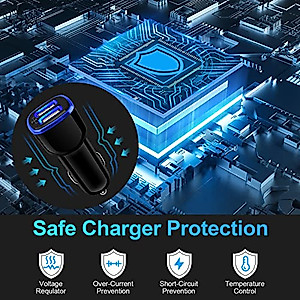 Car Charger, 2.4A 12W AndHot 2 Pack Mini Dual Port USB Car Charger Adapter Plug for iPhone 14 13 12 SE 11 Pro Max XR XS X 8 7 6S Plus, iPad, Samsung Galaxy S22 S21 S20 S10 Note 20, LG, Moto, Android