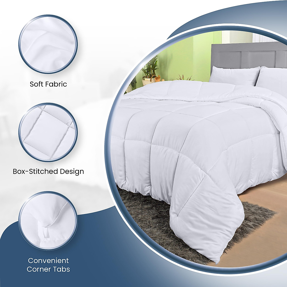 Utopia Bedding Down Alternative Comforter (Queen, White) - All Season Comforter - Plush Siliconized Fiberfill Duvet Insert - Box Stitched