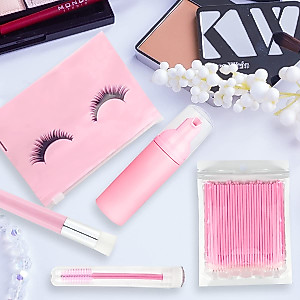 140 Pcs Eyelash Shampoo Bottle Brush Set,10 Pcs Eyelash Shampoo Brush, 10 Pcs Eyelash Brush Tube,10 Pcs Eyelash Shampoo Bottle,10 Pcs Eyelash Care Storage Bag, 100 Pcs Beauty Bendable Cotton Swabs