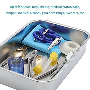 Medical Surgical Trays Stainless Steel Dental Instruments Tray Organizer Holder Sterilization Plate Trays boxs with Lid & Handle Grip 2 Sizes…