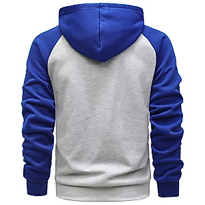 GXAMOY Men's Novelty Color Block Pullover Fleece Hoodie Casual Hooded Sweatshirts Full Zip Jacket with Pocket Sky Blue Gray(A06) M