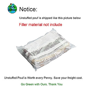 HEGZA Square Pouf Ottoman Cover, Soft Knitted Cotton Linen Cube Bean Bag Chair, Decorative Footrest, Casual Footstool, Storage Solution for Bedroom Living Room Brown