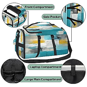 Yellow Light Blue Abstract Oil Painting (04) Gym Duffle Bag for Traveling Sports Tote Gym Bag with Shoes Compartment Water-resistant Workout Bag Weekender Bag Backpack for Men Women