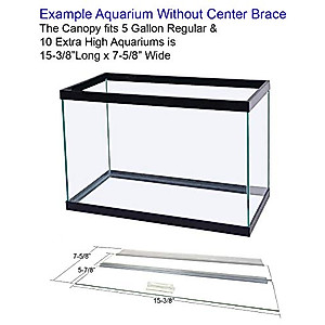 Blue Spotted Single Piece Glass Canopy for 5 Gallon Aquariums, AM31608, 16" Long x 8" Wide Aquariums with No Center Brace