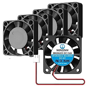 WINSINN 40mm Fan 5V, 3D Printer Micro 5 Volt Fans 4010 Hydraulic Bearing, Brushless Cooling 40mmx10mm 2PIN (Pack of 5Pcs)