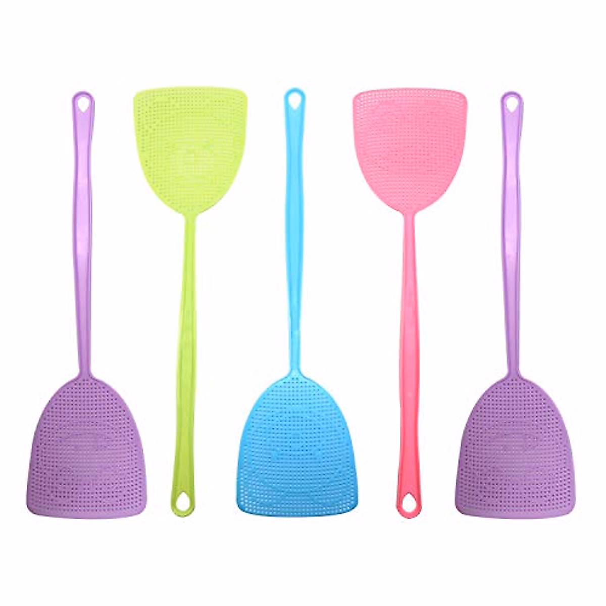 Fly Swatter, 5 Pack Manual Pest Control Colorful Plastic with 17.5'' Durable Long Handle House Wife Helper (5X)