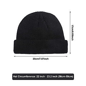 SATINIOR 2 Pieces Winter Short Fisherman Beanie Hat Trawler Beanie Watch Hat Edge Skullcap for Men (Black and Yellow)