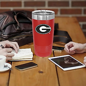 University of Georgia Bulldogs 20oz Stainless Steel Double Walled Red Beverage Bottle with Acrylic Lid - College Gear for Playoff Season – For Office, Home or Auto – Show your Bulldog Pride