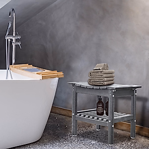 HDPE Shower Bench Inside Shower Stool with Space-Efficient Storage Shelf, Shower Bath Chairs Spa Stool for Bathroom - Great for All Ages Unisex Elderly