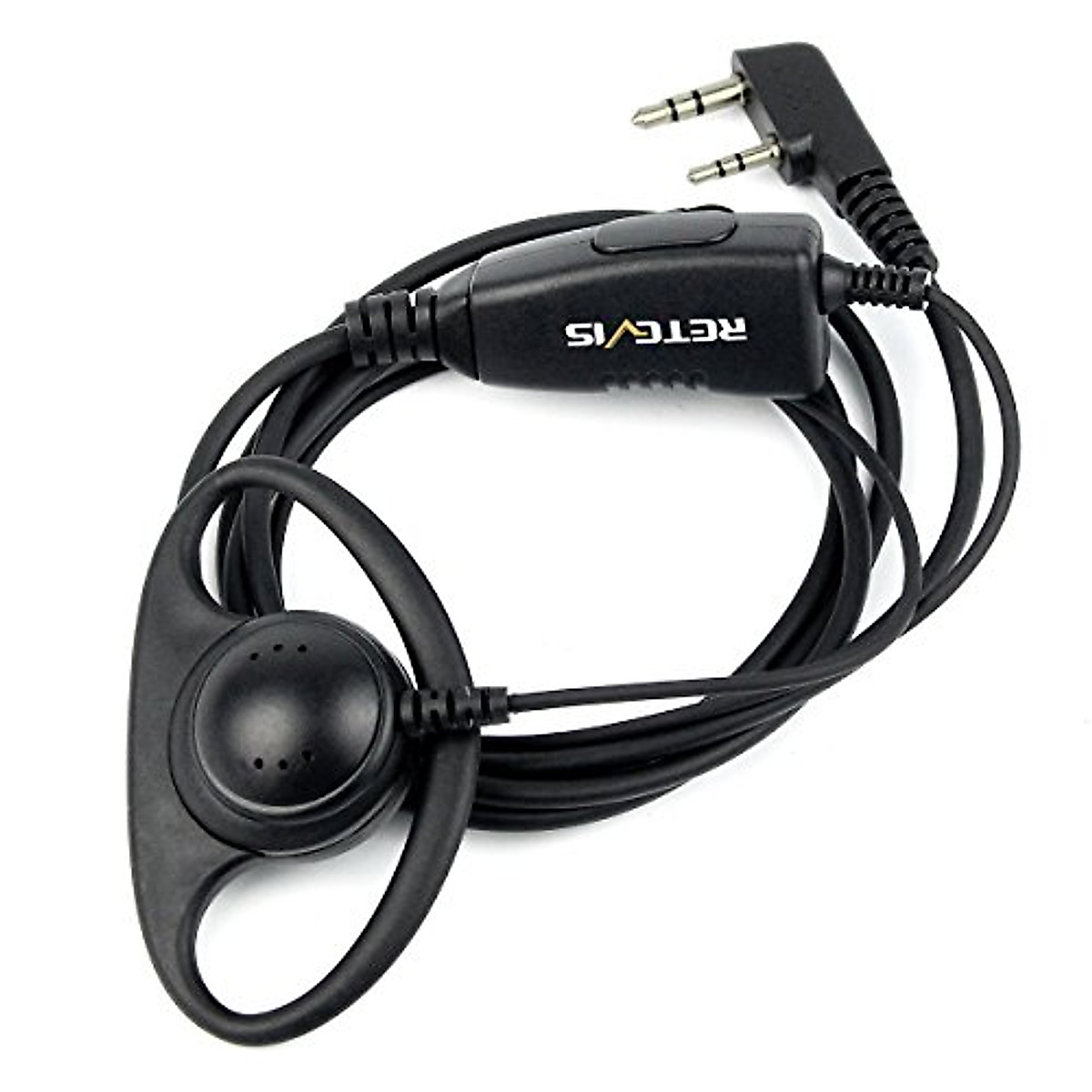 Retevis Case of 10, Walkie Talkies Earpiece with Mic 2 Pin D-Type Headset Compatible with Baofeng UV-5R BF-888S H-777 RT22 RT27 RT-5R Kenwood 2 Way Radios(10 Pack)