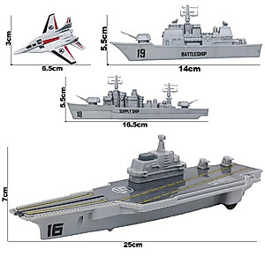 deAO Aircraft Carrier Toy Military Naval Ship Play Set with Small Scale Planes Toy, Supply Ship,Great Battleship Toys Army Men Toys for Boys Girls Kids
