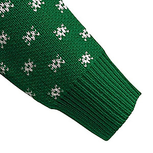 ZAFUL Women's Christmas Reindeer Xmas Snowflake Patterns Knitted Sweater Long Sleeve Elk Floral Printed Pullover Green