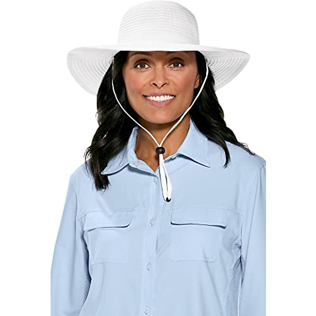 Coolibar UPF 50+ Women's Shelly Shapeable Travel Sun Hat - Sun Protective (One Size- White)