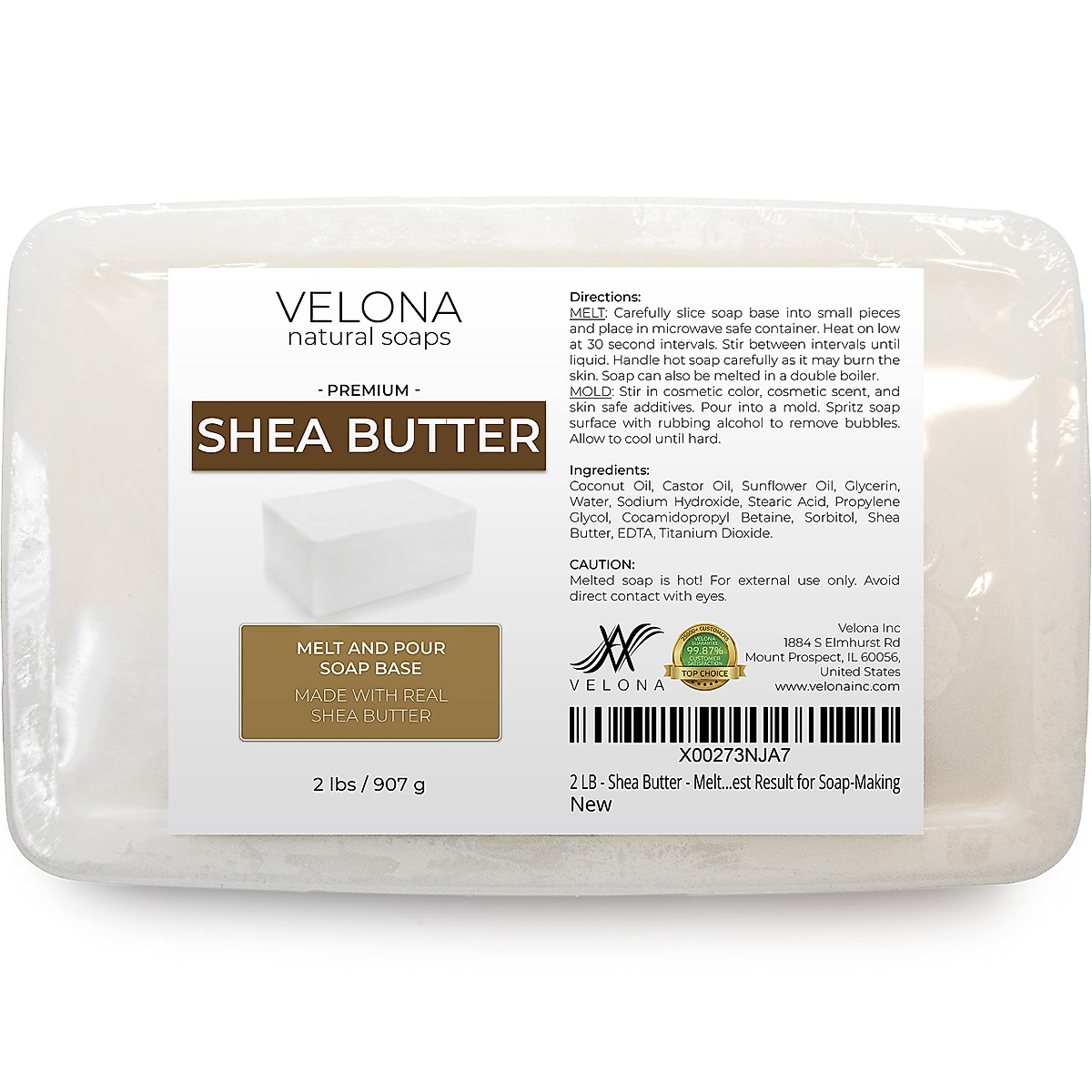 velona 2 LB - Shea Butter - Melt and Pour Soap Base SLS/SLES free | Natural Bars for The Best Result for Soap-Making