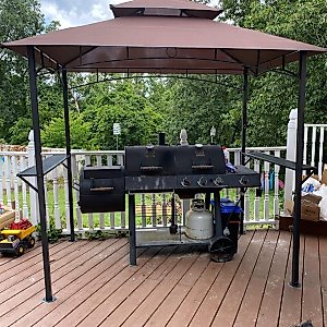8'x 5' Gazebo Canopy Tent with Air Vent Tent for BBQ Outdoor Patio Grill Gazebo, Party Patios Large Garden Commercial Use Backyard Events Etc, Easy to Assemble, Elegant Design, Good Stability, Brown