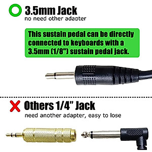 【Only for 3.5mm Jack】 NikoMaku Piano Keyboard Sustain Pedal for 3.5mm Jack Digital Piano Electronic Keyboard SWANX Keyboard