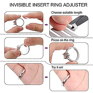 Invisible Ring Sizer Adjuster Ring Spacer Ring Guards Ring Sizer Loose Ring Size Reducer with Ring Gauge Measuring Tool Jewelry Polishing Cloth and Scissors for Man and Woman Rings（53pieces)