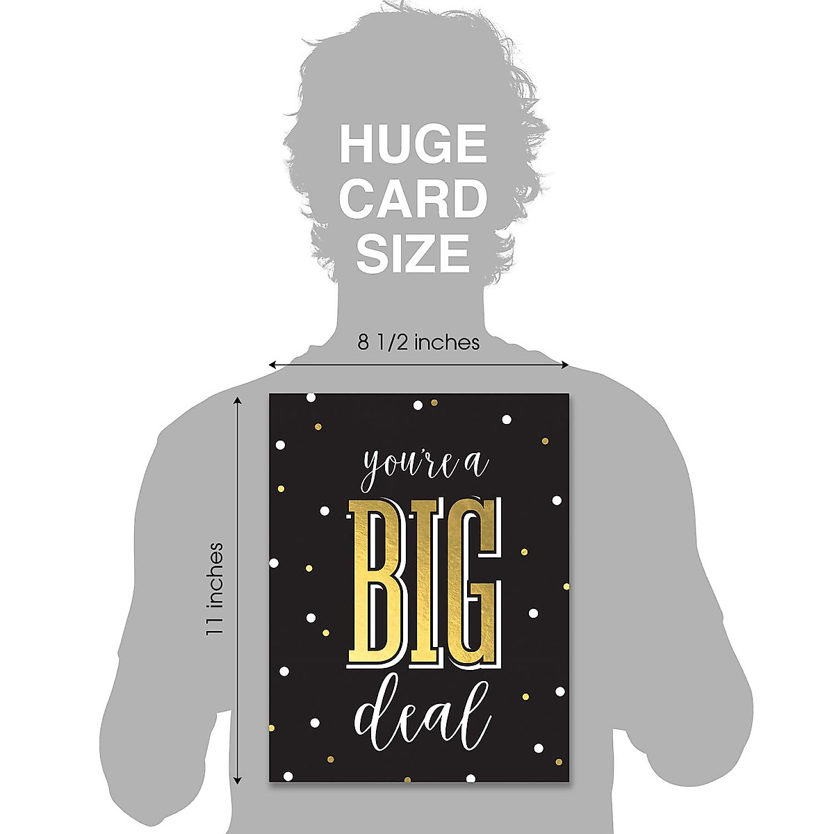 You're A Big Deal Greeting Card / 8.5" x 11" Large Funny Congrats Greeting Card/Jumbo Black Faux Gold Humor Congratulations Graduation Retirement Anniversary Good Luck Card