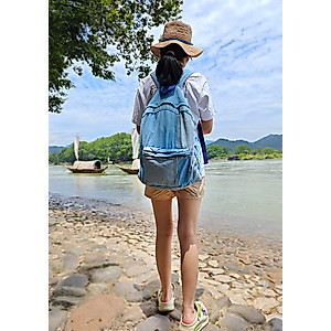 YunZh Denim Backpack Casual Style Lightweight Jeans Backpacks Classic Retro Travel Daypack Bookbags