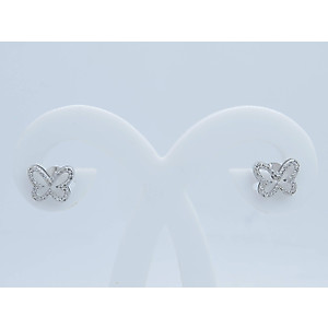Dazzlingrock Collection 0.45 Carat (ctw) Round White Diamond Ladies Butterfly Stud Earrings 1/2 CT, Sterling Silver